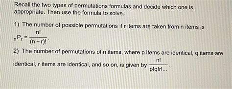 Recall The Two Types Of Permutations Formulas And Cameramath