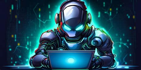 Premium Photo A Robot Is Using A Laptop On A Laptop Computer