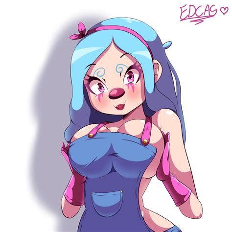 Rule 34 Apron Blue Hair Breasts Clown Clown Girl Clown Makeup Clown