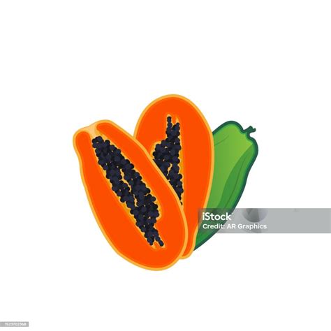 파파야 로고 디자인 비타민 과일 벡터 과일 제품 브랜드 일러스트 레이 션 아이콘 0명에 대한 스톡 벡터 아트 및 기타 이미지
