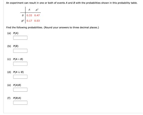 Solved An Experiment Can Result In One Or Both Of Events A