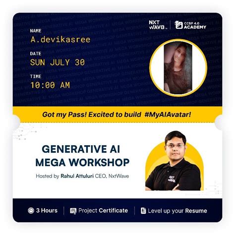 Devika Sree On Linkedin Genaimegaworkshop Myaiavatar Nxtwave