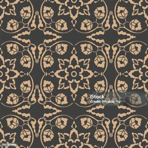 다 마스크 벡터 완벽 한 복고풍 패턴 배경 동양 나선형 곡선 프레임 덩굴 잎 꽃 크로스 0명에 대한 스톡 벡터 아트 및 기타 이미지 0명 갈색 곡선 Istock