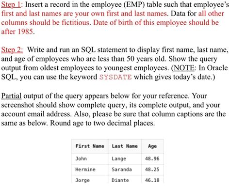 answered step 1 insert a record in the employee emp tabl