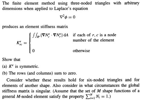 The Finite Element Method Using Three Noded Triangles Chegg