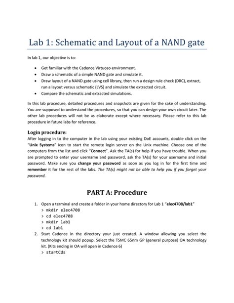 Lab 1 Schematic And Layout Of A NAND Gate
