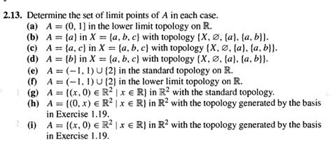 Solved Determine The Set Of Limit Points Of A In Each Chegg