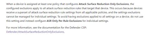 Documentation On New Feature Asr Only Per Rule Exclusions Is Wrong And Is Contradictory On