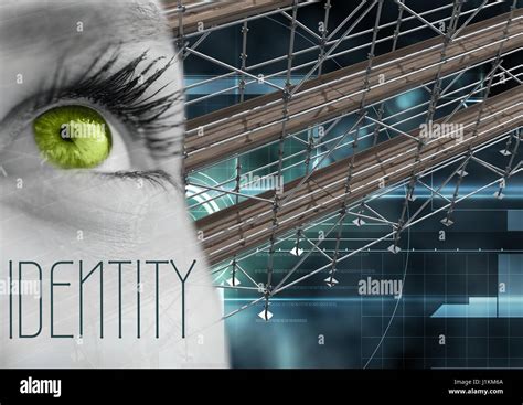 Digital Composite Of Identity Text With 3d Scaffolding And Eye Over