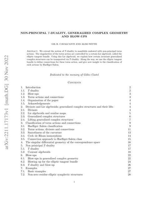 Pdf Non Principal T Duality Generalized Complex Geometry And Blow Ups