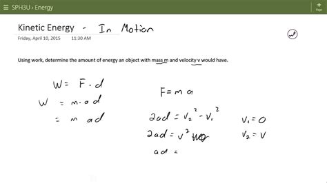 kinetic energy formula derivation