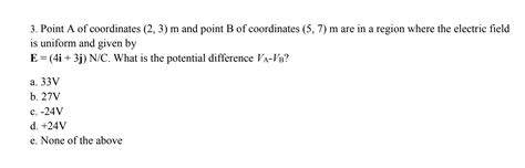 Solved Point A Of Coordinates 23m ﻿and Point B ﻿of