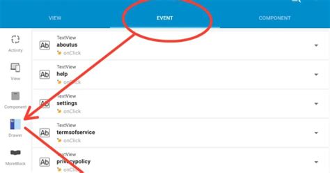 how to add clickable drawer widgets in sketchware