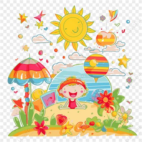 행복한 여름만화상표클립 아트 Png 일러스트 무료 다운로드 Lovepik