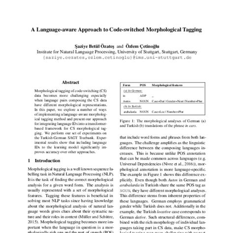 A Language Aware Approach To Code Switched Morphological Tagging Acl Anthology