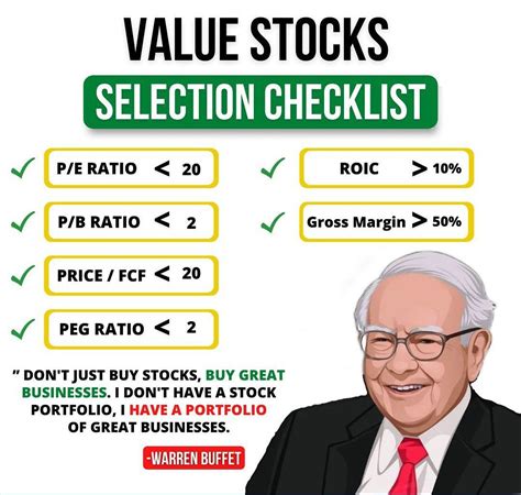 Value Stocks Selection Cheklist Investing Infographic Money