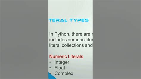 Python Literals Types Youtube