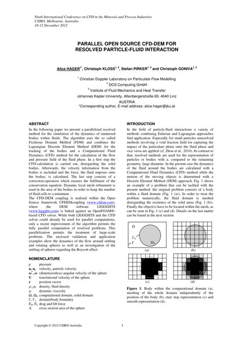 Pdf Parallel Open Source Cfd Dem For Resolved Particle Fluid Interaction
