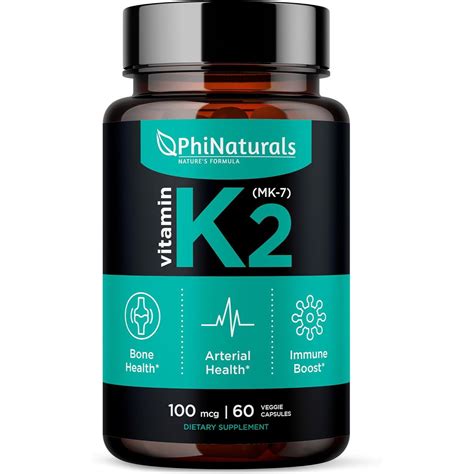 Phinaturals Vitamina K2 Mk 7 100 Mcg 60 Cápsulas Vitaminas Y Mas