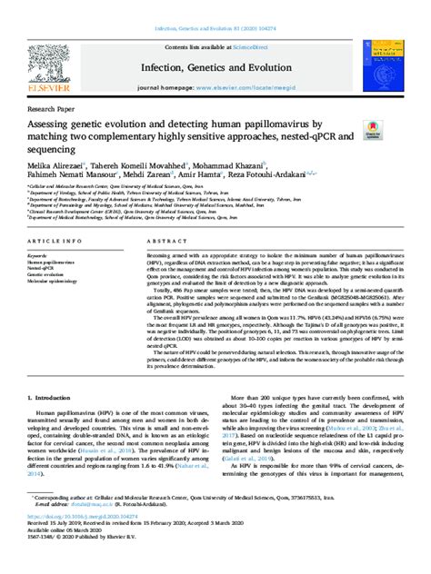 Pdf Assessing Genetic Evolution And Detecting Human Papillomavirus By