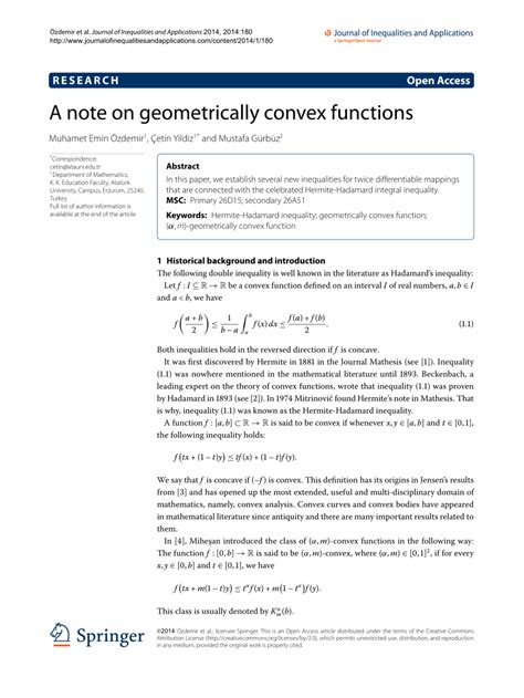 Pdf A Note On Geometrically Convex Functions