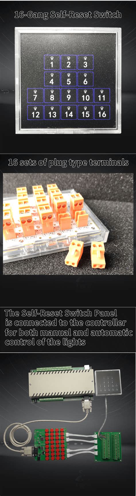 WALL PUSH BUTTON SWITCH PANEL 16 GANG Smart Home Automation KinCony