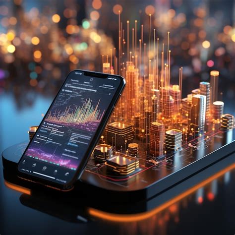 Premium Ai Image Application Of Smartphone With Business Graph And Analytics Data On Isometric