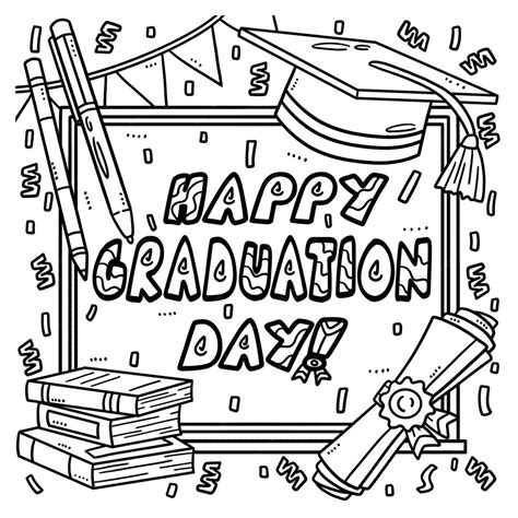 졸업 모자 책 디플로마 절연 색칠 프리미엄 벡터