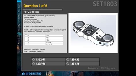 Solidworks Tutorial Cswp Segment 1 Practice Exam Set1803 Youtube