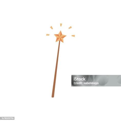 별이 있는 귀여운 마술 지팡이 흰색 배경에 격리된 만화 평면 벡터 삽화 1위에 대한 스톡 벡터 아트 및 기타 이미지 1위 가지 식물 부위 공주 Istock