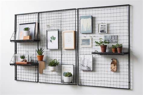 Premium Photo Geometric Wire Wall Grid For Artistic Display