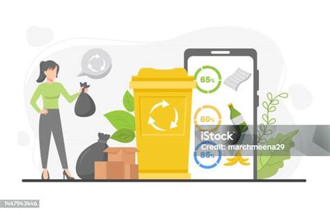 음식물 쓰레기를 줄이고 플라스틱 병을 재활용하는 캐릭터 감소 재사용 재활용 및 폐기물 제로 개념 벡터 그림 벡터에 대한 스톡