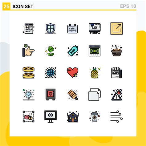 25 User Interface Filled Line Flat Color Pack Of Modern Signs And Symbols Of Export Printer