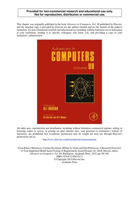 Pdf A Research Overview Of Tool Supported Model Based Testing Of Requirements Based Designs