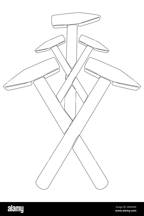 One Continuous Line Of Hammers Thin Line Illustration Vector Work Tool