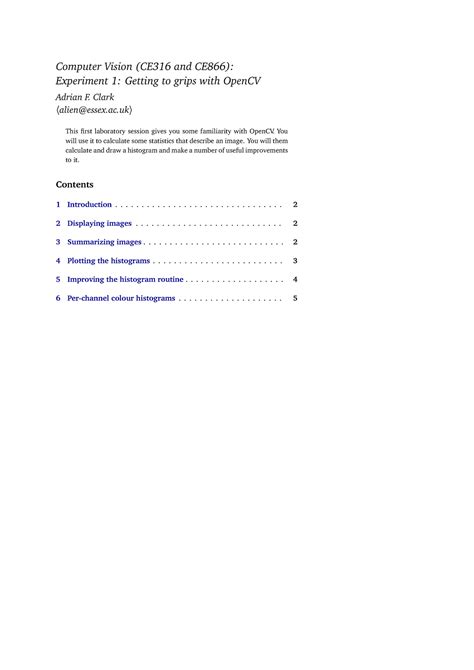 Lab 01 CE316 Computer Vision Lab 1 Computer Vision CE316 And CE866 Experiment 1 Getting