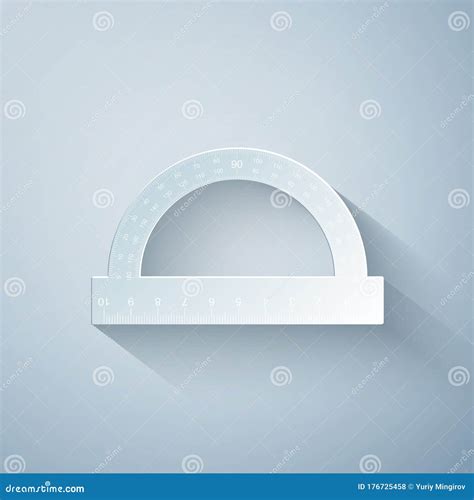 Paper Cut Protractor Grid For Measuring Degrees Icon Isolated On Grey Background Tilt Angle