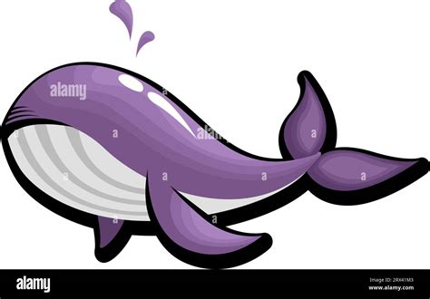 Purple Whale Tattoo Illustration Vector On A White Background Stock