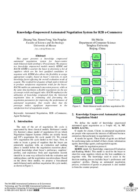 Pdf Knowledge Empowered Automated Negotiation System For E Commerce