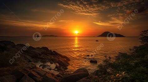 석양이 바다와 바위 아름다운 여름 석양 고화질 사진 사진 물 배경 일러스트 및 사진 무료 다운로드 Pngtree