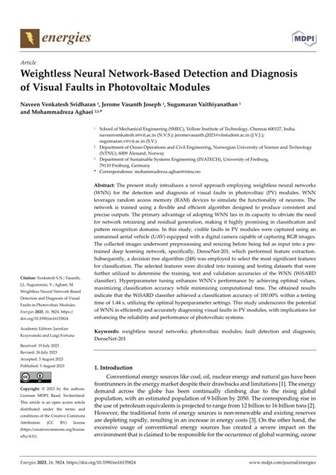 Pdf Weightless Neural Network Based Detection And Diagnosis Of Visual Faults In Photovoltaic