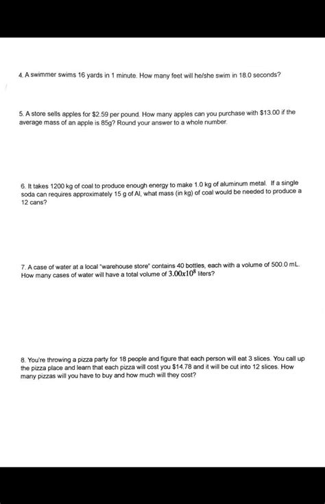 Solved Part Metric Conversions Points Each Chegg Com