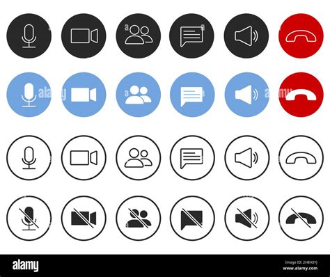 Set Of Video Call Icons Video Conference Collections Buttons Of On Line Video Chat App