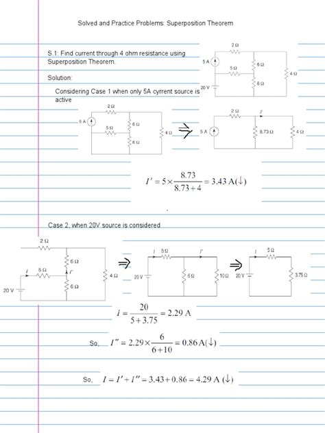 Solved And Practice Problems Superposition Theorem Pdf
