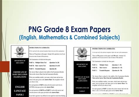 Png Grade 8 Exam Papers Pdfs Mathematics English Combined Subjects