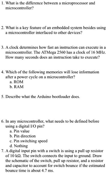 solved 1 what is the difference between a microprocessor and microcontroller 2 what is a key