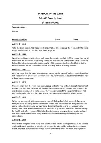 Btec Business Level 3 Unit 4 Managing An Event Distinction