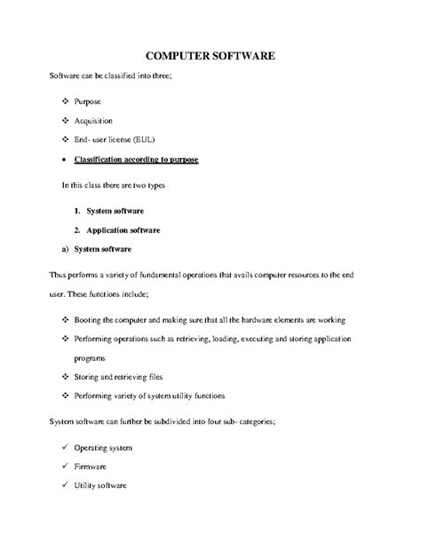 Computer Software Computer Software Software Can Be Classified Into Three Purpose Acquisition