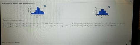 Solved Which Histogram Depicts A Higher Standard Deviation