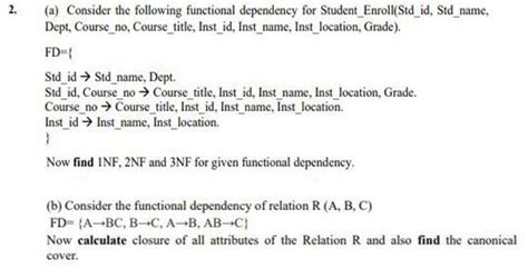 Solved A Consider The Following Functional Dependency Chegg